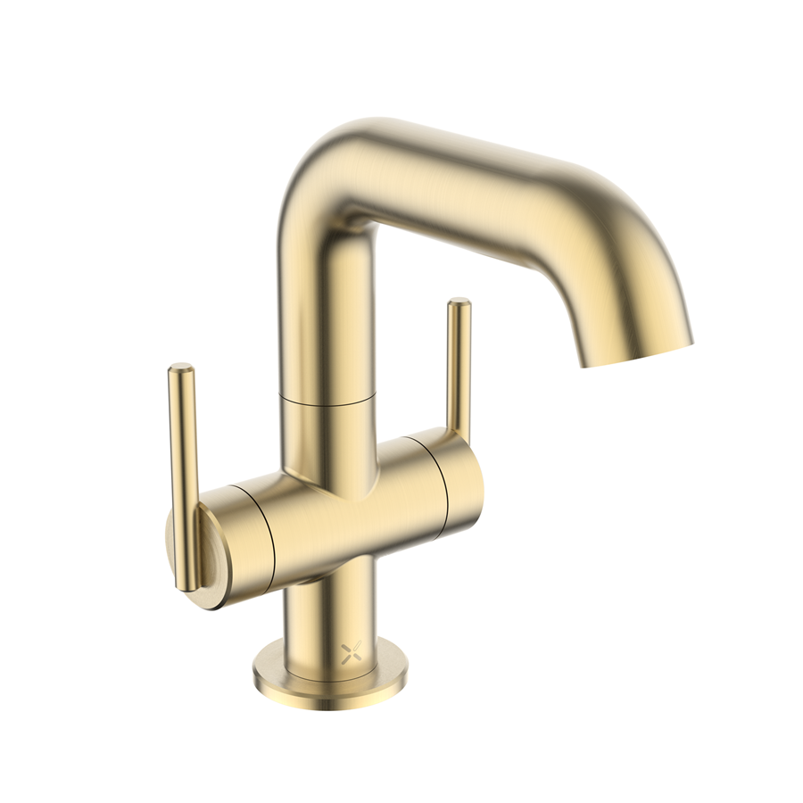 3ONE6 Lever Basin Side Deck Mixer 2 Handle Stainless Steel