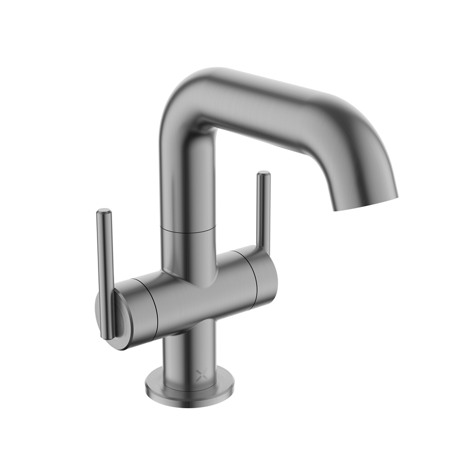 3ONE6 Lever Basin Side Deck Mixer 2 Handle Stainless Steel
