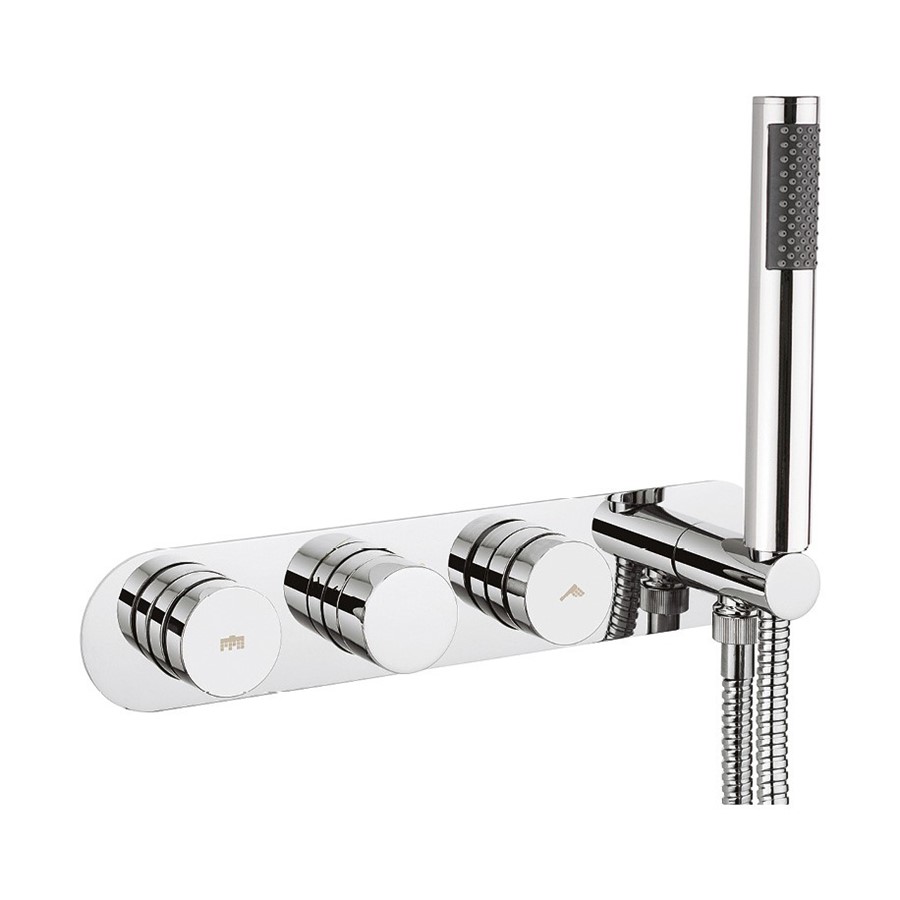Dial 2 Outlet Concealed Thermostatic Shower Valve & Handset